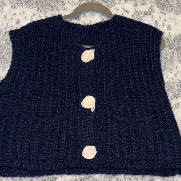Sweaters | Navy Blue Knit Vest With Gold Buttons | Poshmark